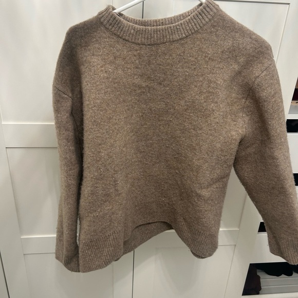 Zara | Sweaters | Zara Womens Tan Crew Neck Sweater | Poshmark